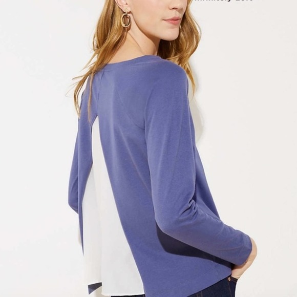 LOFT | Tops | Nwt Loft Twilight Purple Ivorywhite Split Back Mixed ...